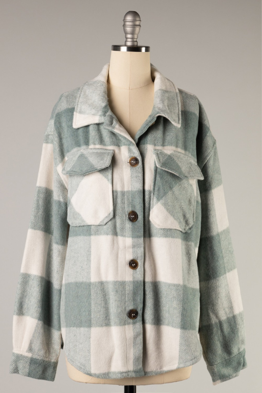 Fall for It Plaid Shacket - Soft Green – Trend + Tulip